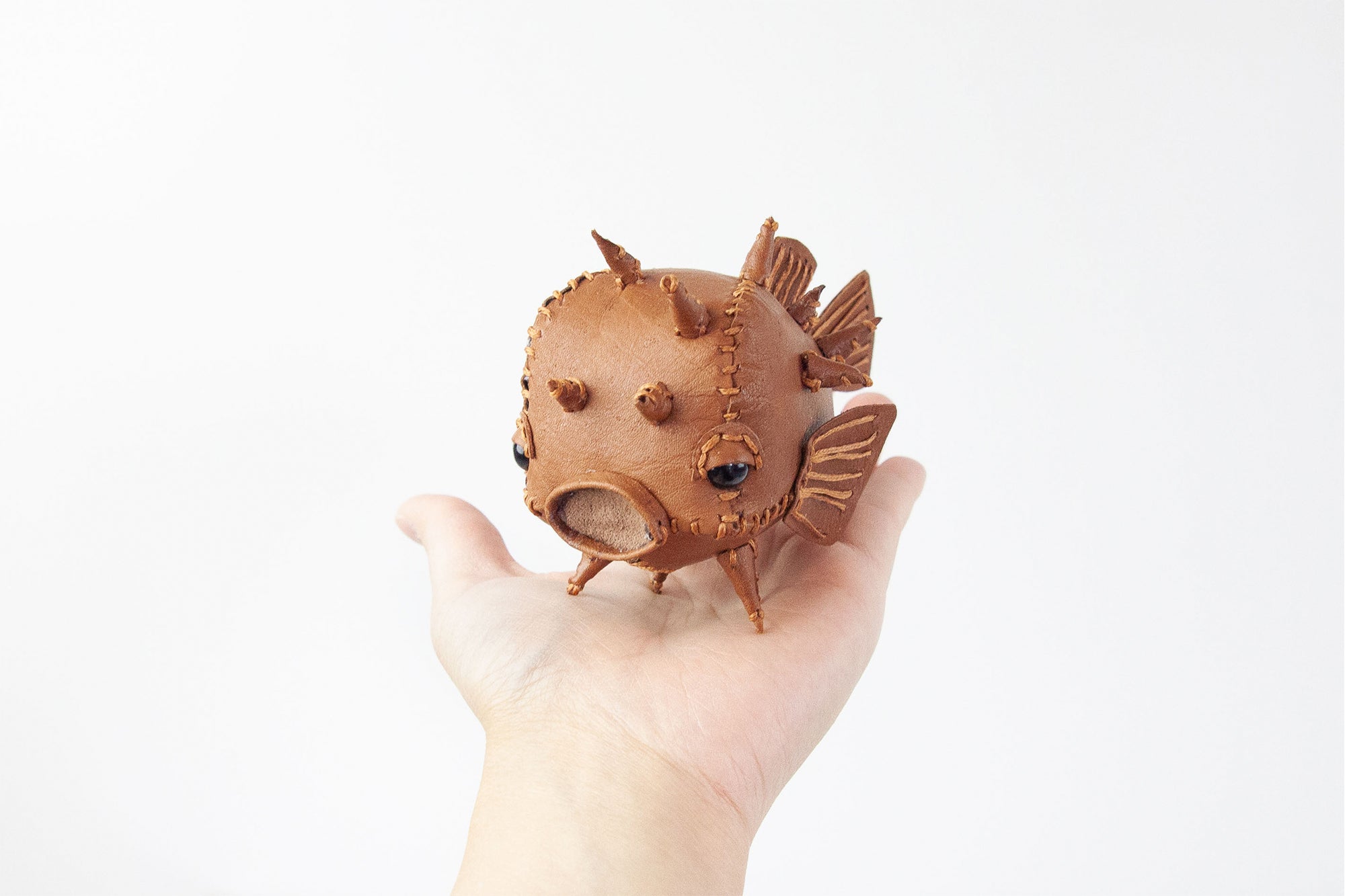 Freda Cheung - Leather Handmade Cinnamon Brown Leather Small Puffer Fi